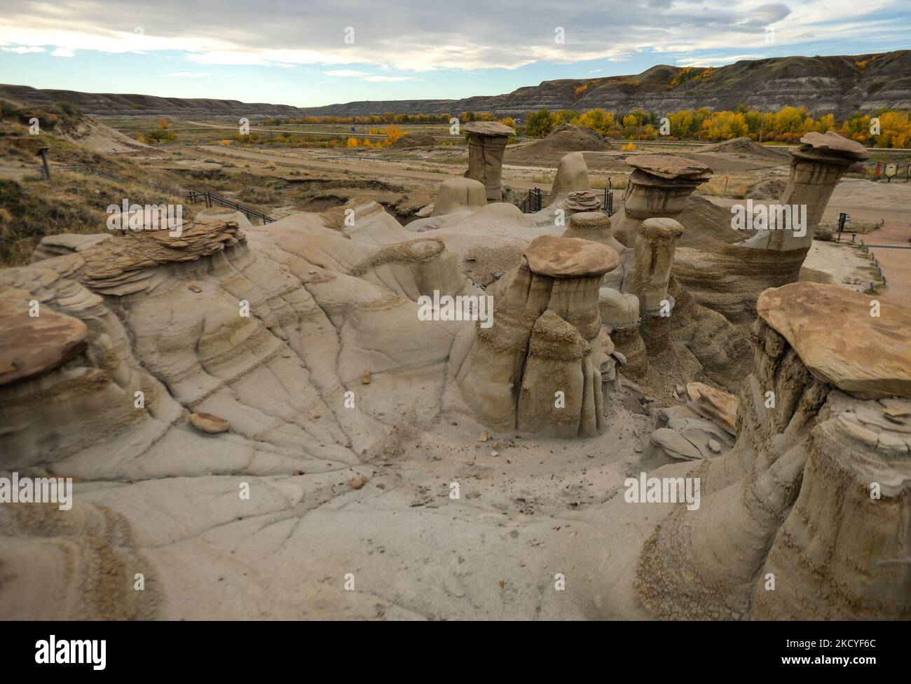 General view of Hoodoos, sandstone giants seen 16 km southeast of ...