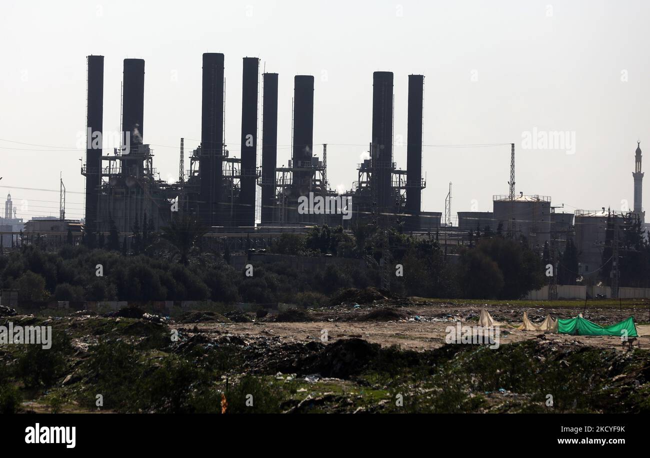 The Nusseirat power plant, is seen in the central Gaza Strip, Monday ...