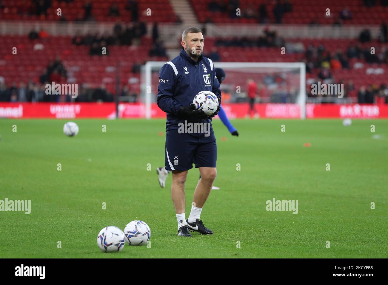 Nottingham Forest's goalkeeping coach Danny Alcock during the Sky Bet ...