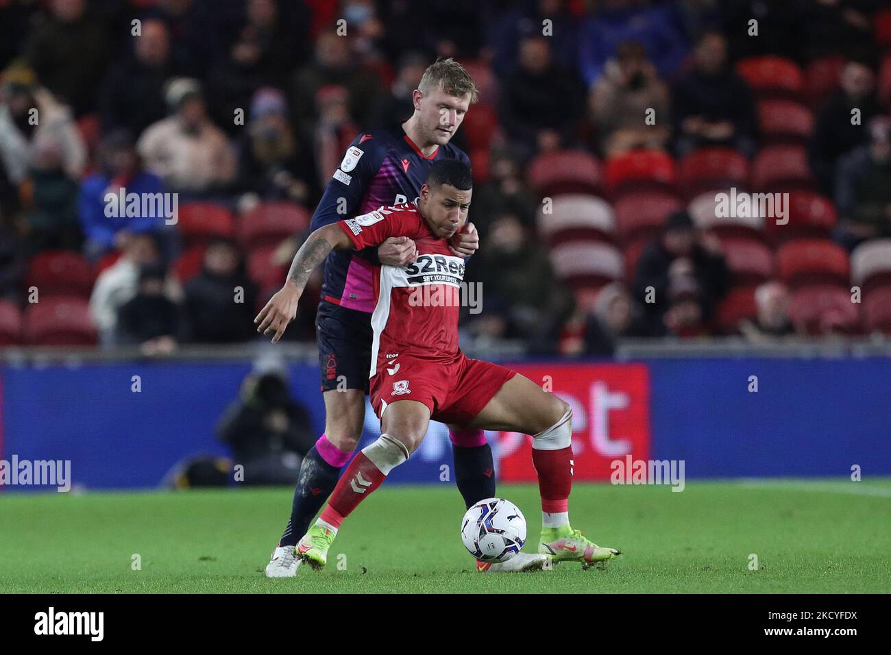 Middlesbrough's Onel Hernandez in action with Nottingham Forest's Joe ...