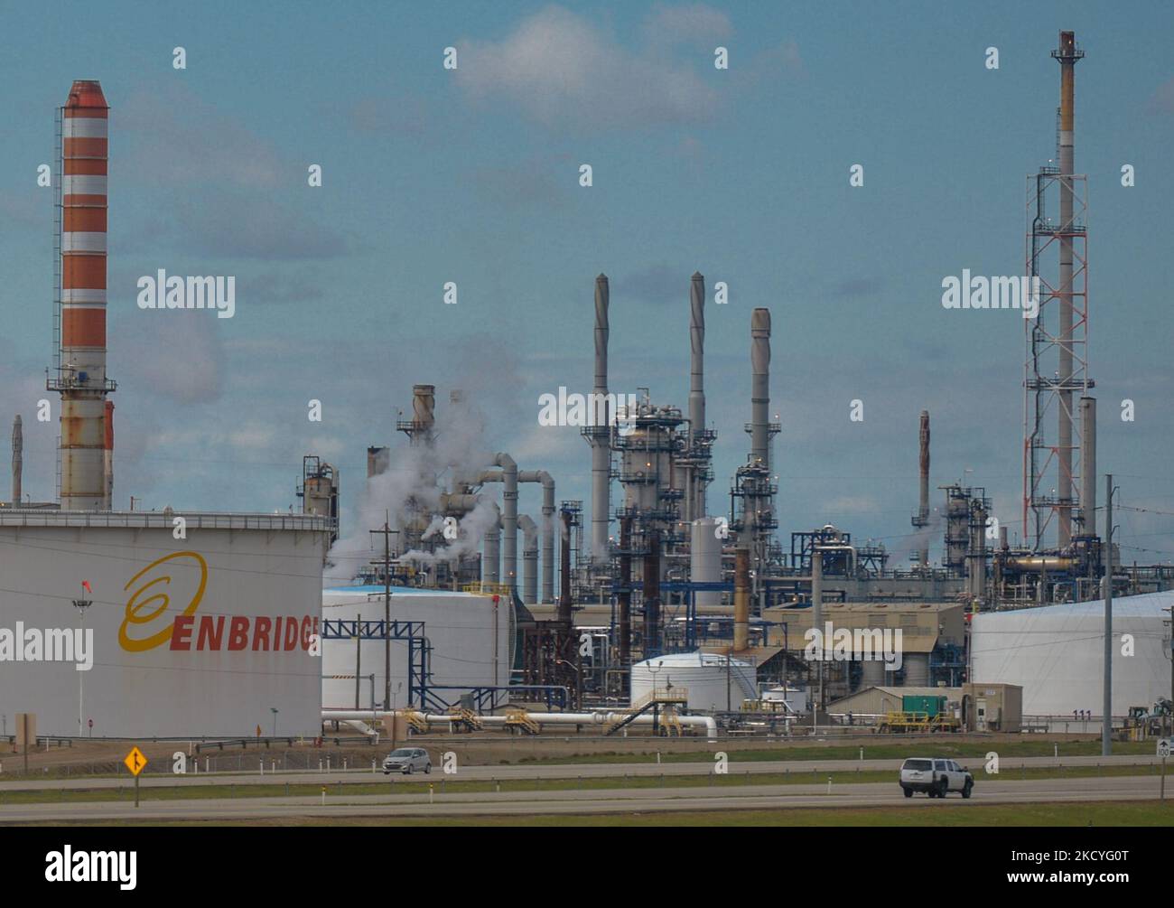 The Enbridge Terminal and Pipelines next to the Suncor Energy Refinery ...
