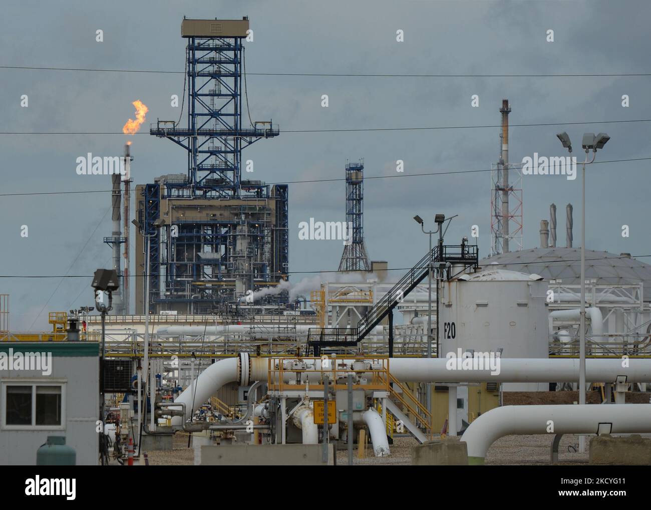 The Enbridge Terminal and Pipelines next to the Suncor Energy Refinery ...
