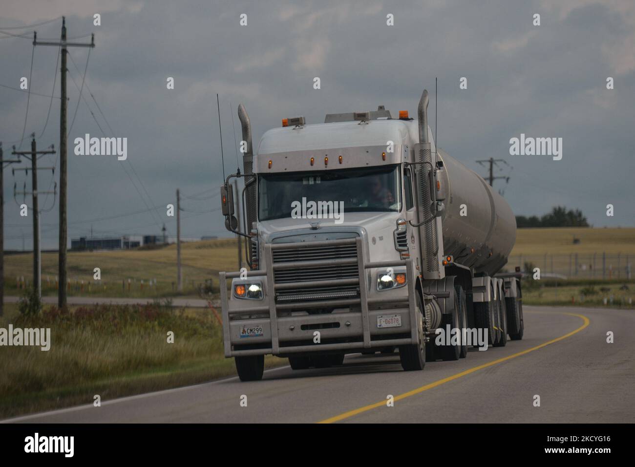 An oil tanker truck seen outside the Suncor Energy Edmonton refinery in ...