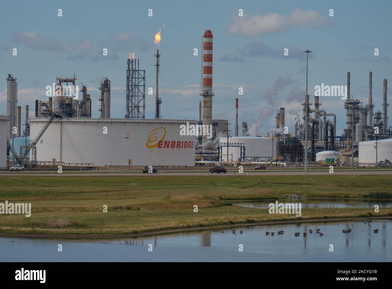 The Enbridge Terminal and Pipelines next to the Suncor Energy Refinery ...