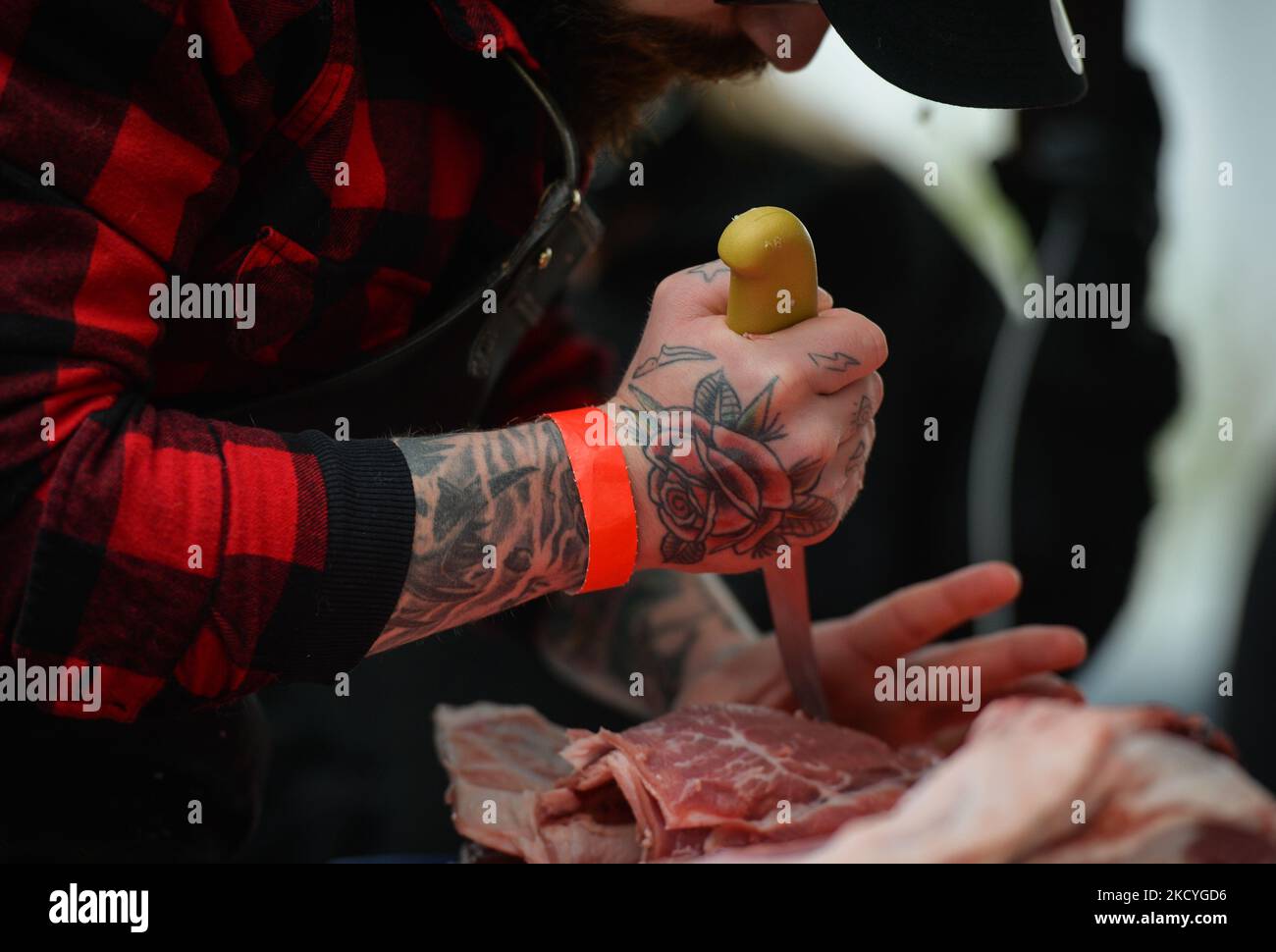 Wes Walker of the Master Meats butcher shop in Calgary seen during the ...