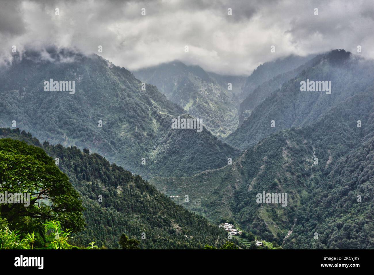 Mountainous valley seen during the Monsoon season near the Thatti ...