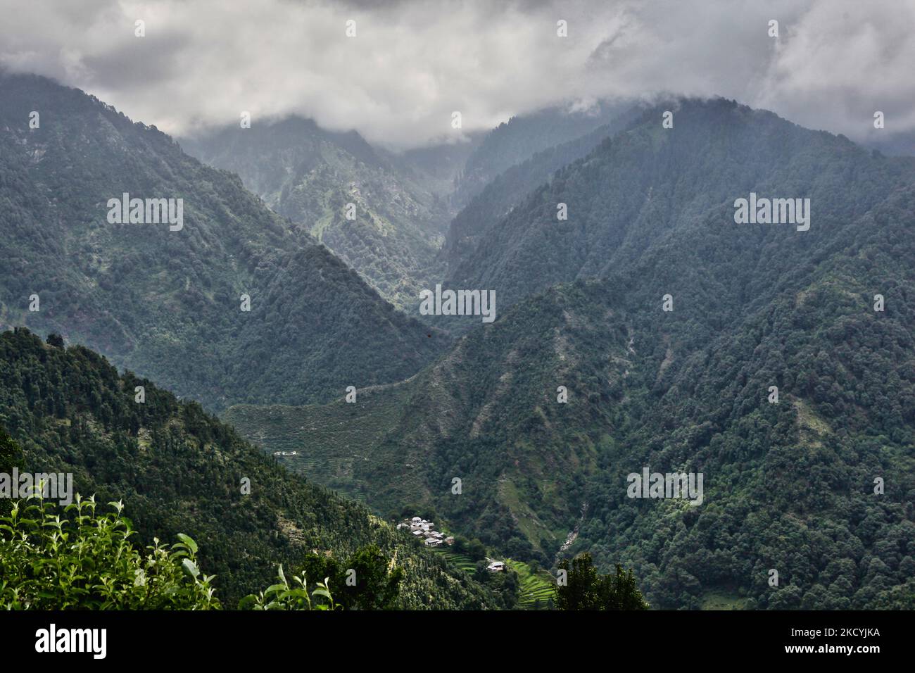 Mountainous valley seen during the Monsoon season near the Thatti ...