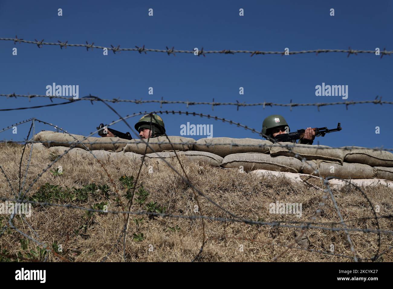 Border Security Force (BSF) soldiers remains alert at a forward post in ...