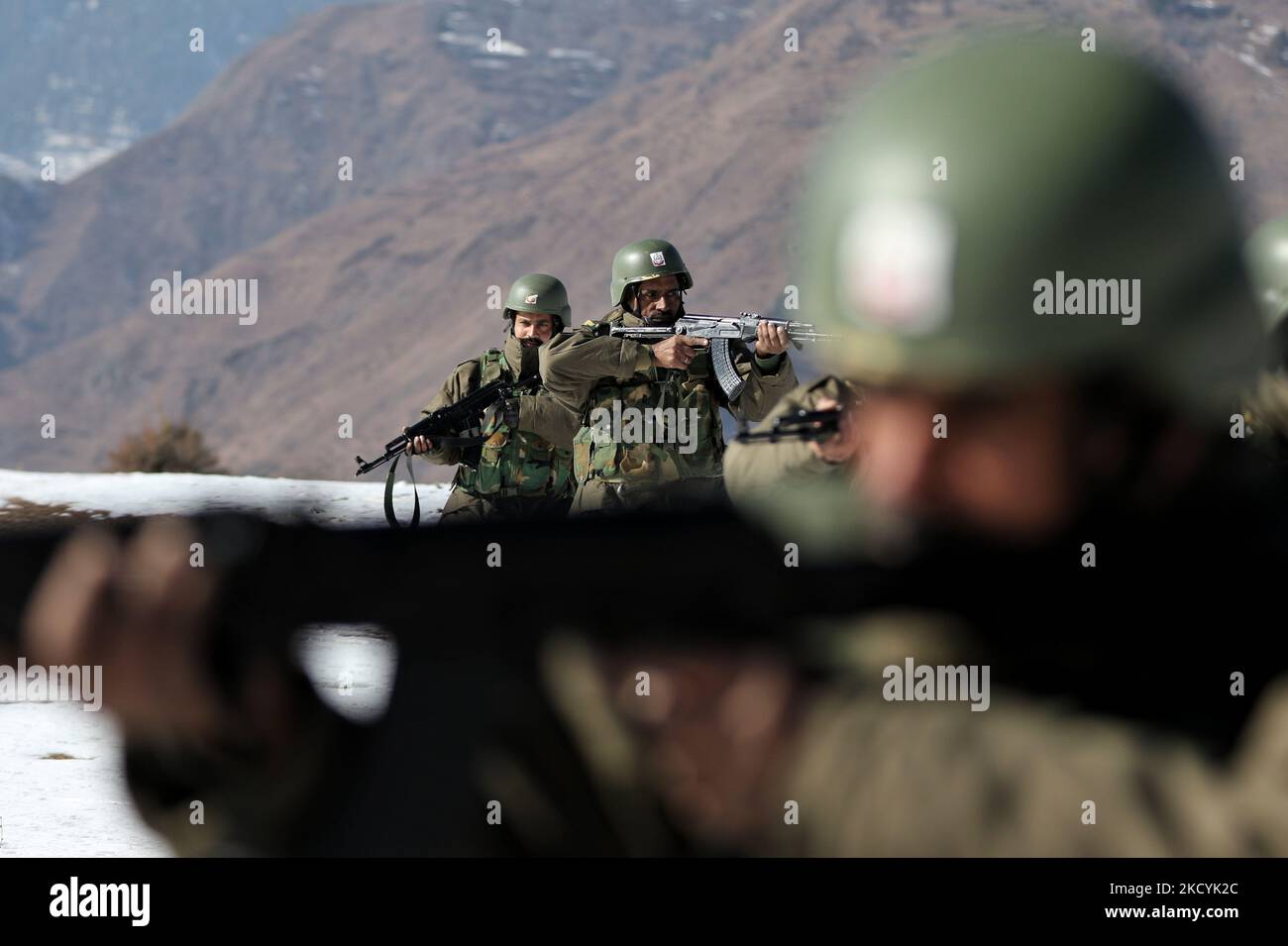 Border Security Force (BSF) soldiers stand alert at a forward post in ...