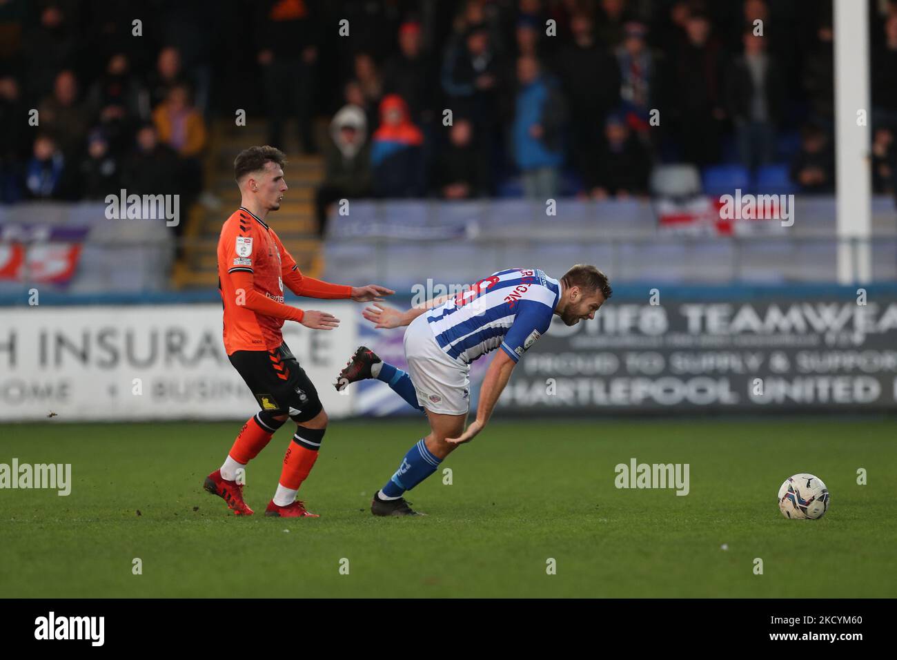 Oldham Athletic's Sam Hart and Hartlepool United's Nicky Featherstone ...