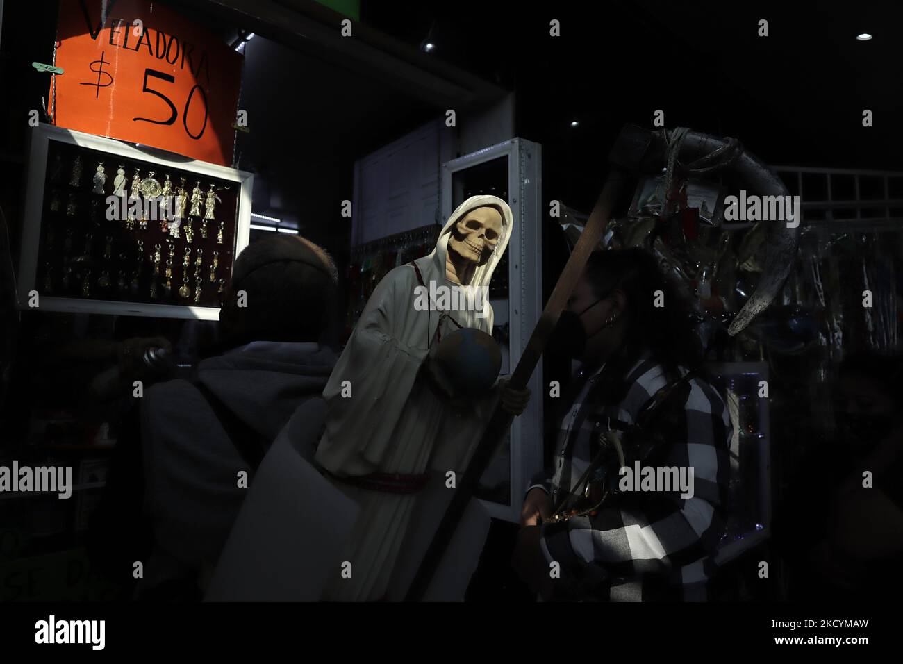 Interior view of the Santa Muerte temple in Tepito, Mexico City, where ...