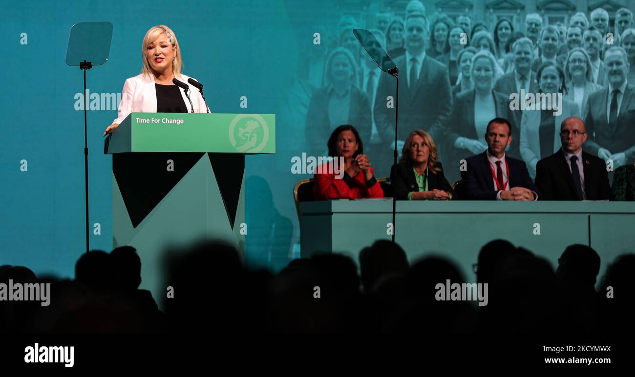 Sinn Fein vice president Michelle O'Neill speaks at the Sinn Fein Ard ...