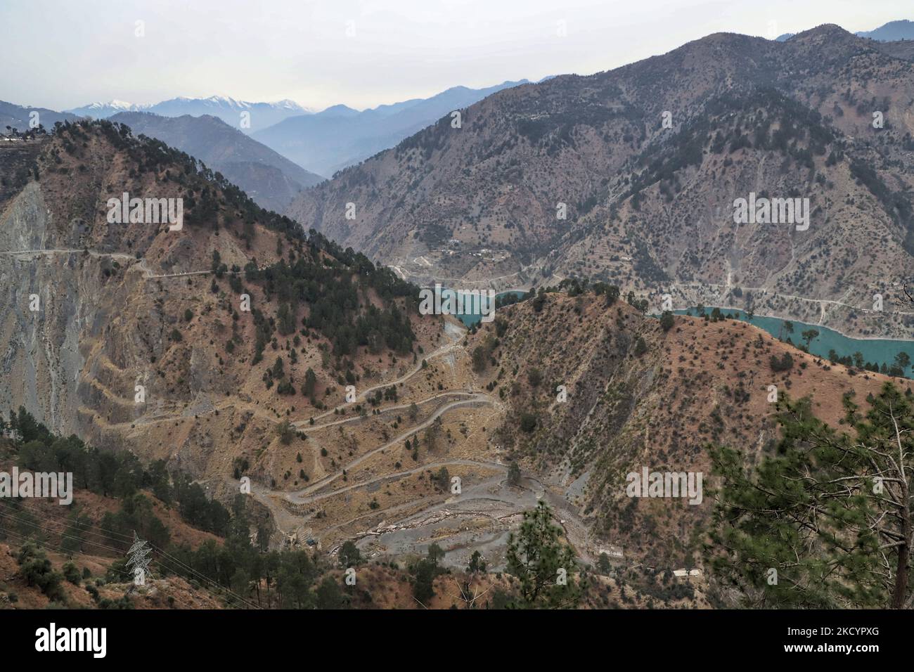 View of River Chenab surrounded by mountains in Doda, Jammu and Kashmir ...