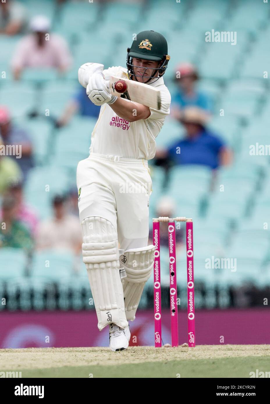 Marcus Harris of Australia bats on during the day one of the Fourth ...