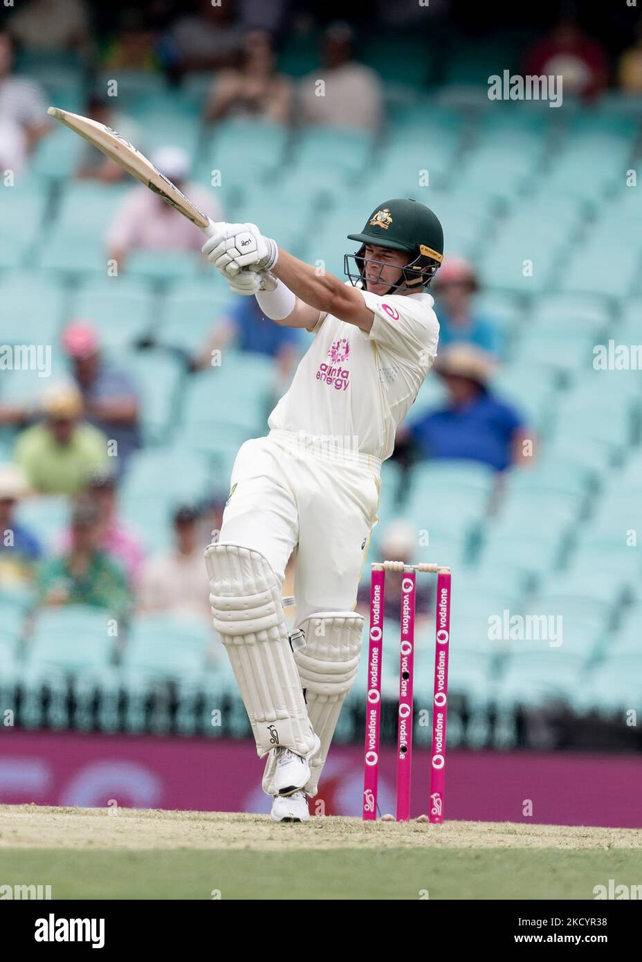 Marcus Harris of Australia bats on during the day one of the Fourth ...
