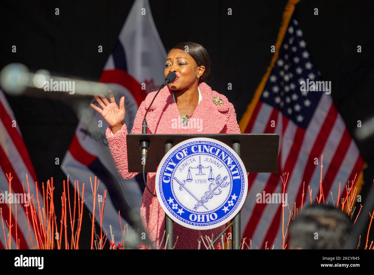 Cincinnati Councilwoman, Meeka Owens, speaks after she is sworn into ...