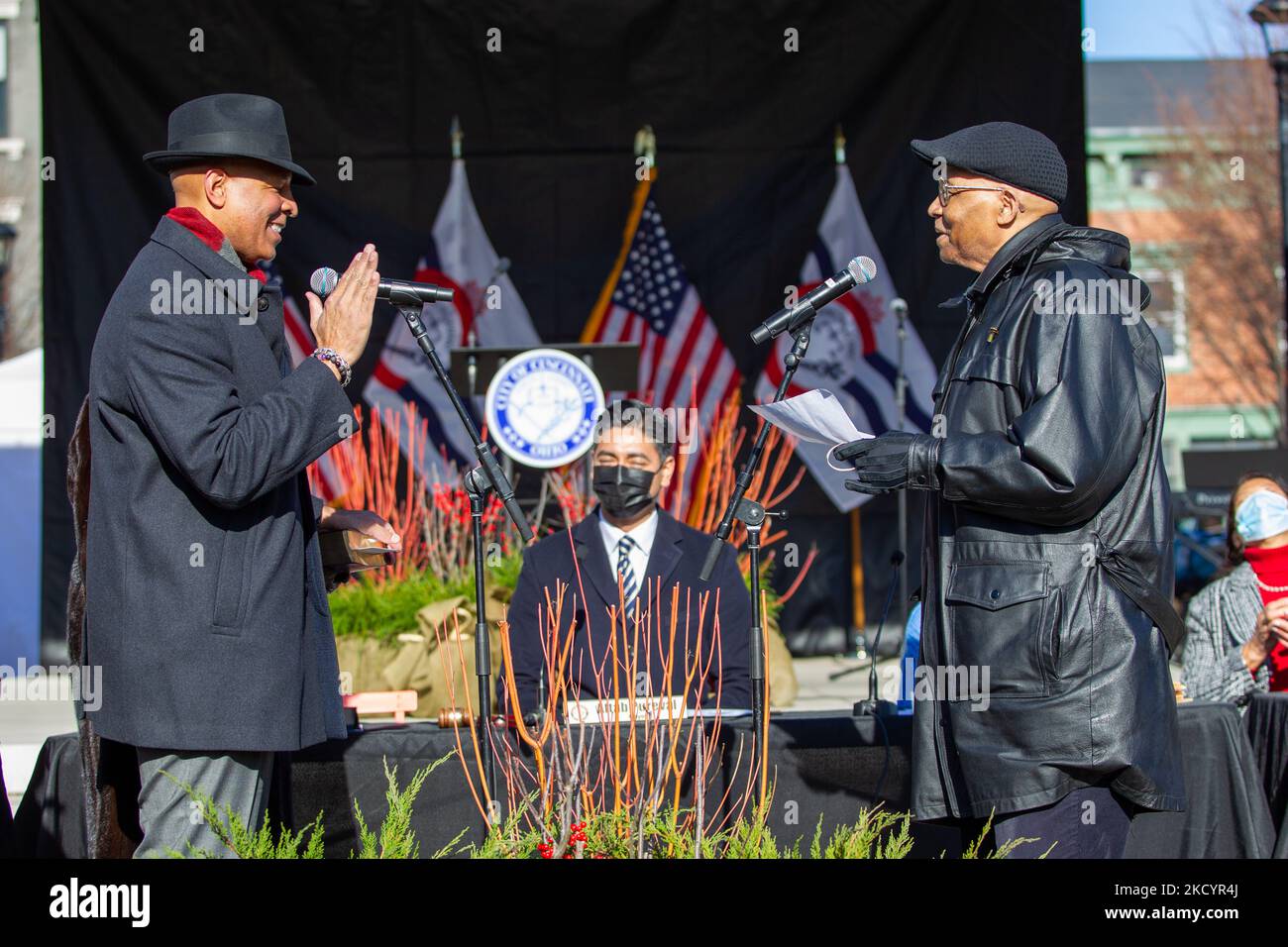 Cincinnati Councilman, Scotty Johnson, is sworn into office during a ...