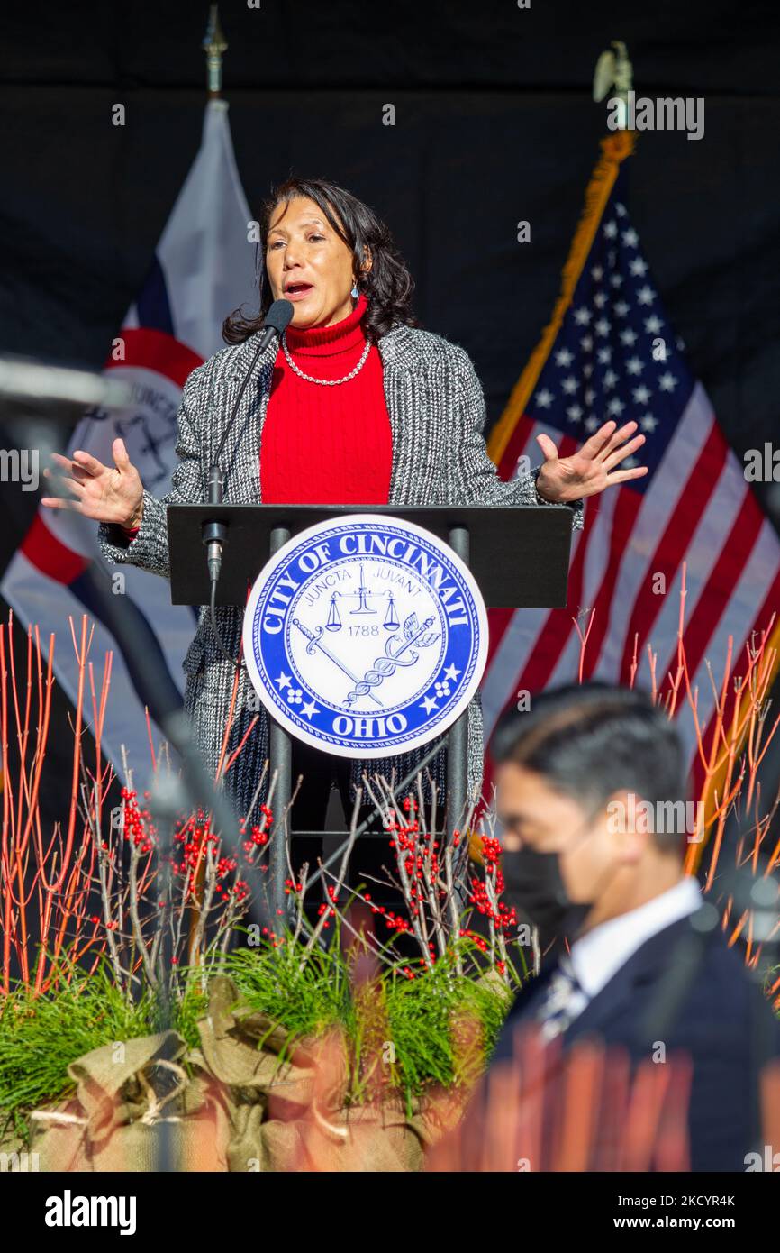 Cincinnati Councilwoman, Jan-Michele Lemon Kearney, speaks as mayor ...