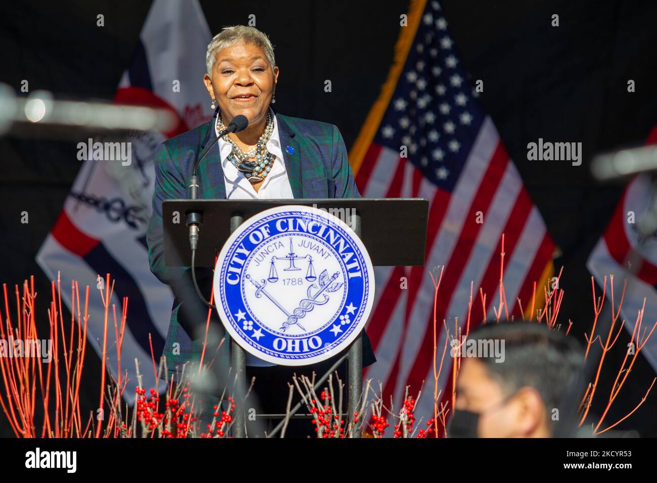 Cincinnati Councilwoman, Victoria Parks, speaks after she is sworn into ...