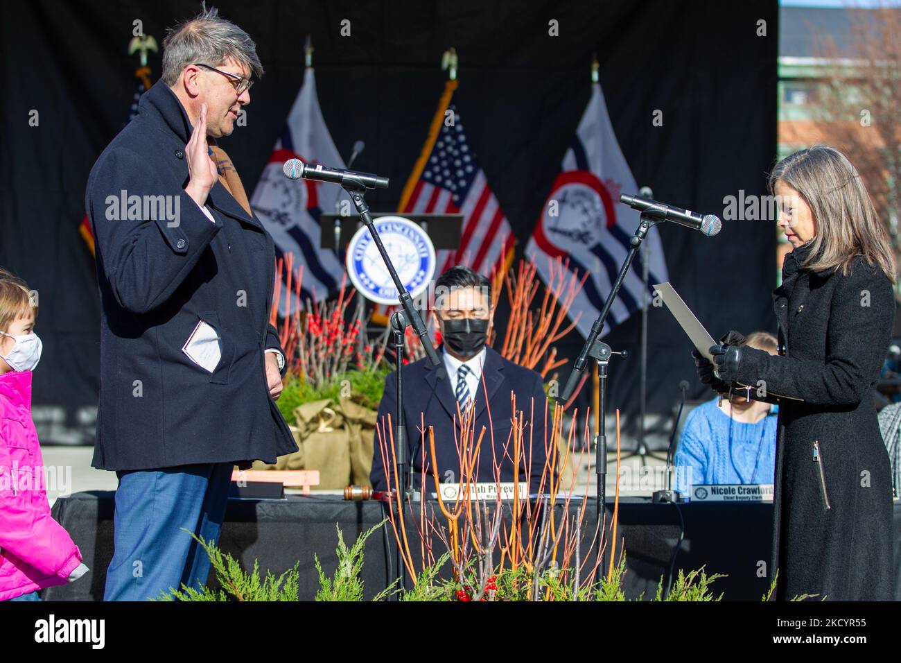 Cincinnati Councilman, Jeff Cramerding, is sworn into office during a ...