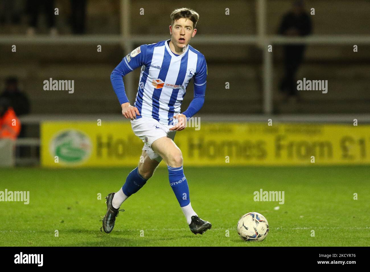 Tom Crawford of Hartlepool United in action during the EFL Trophy 3rd round match between ...