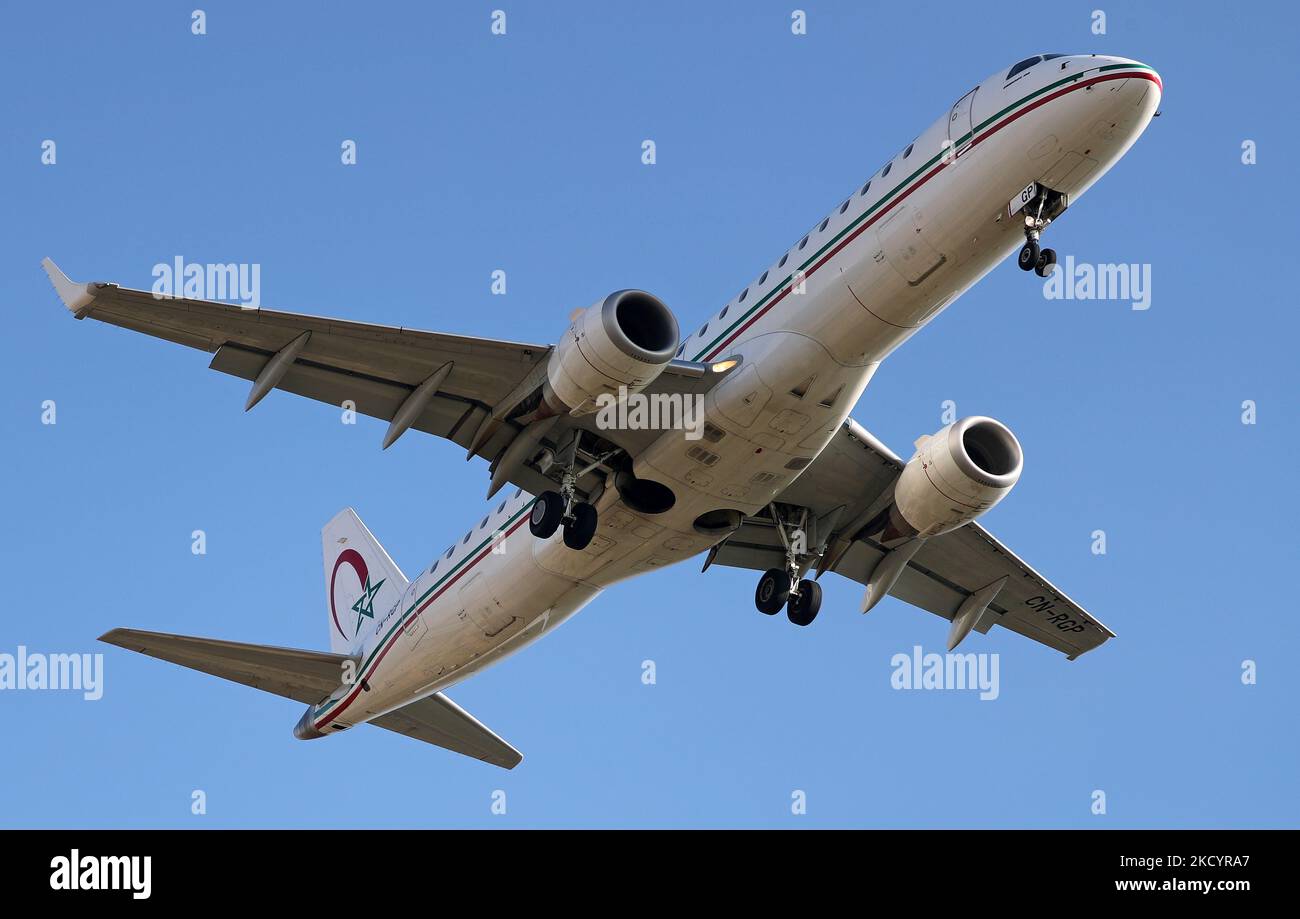 Embraer E190AR aircraft, of a Royal Air Maroc company, getting ready to ...
