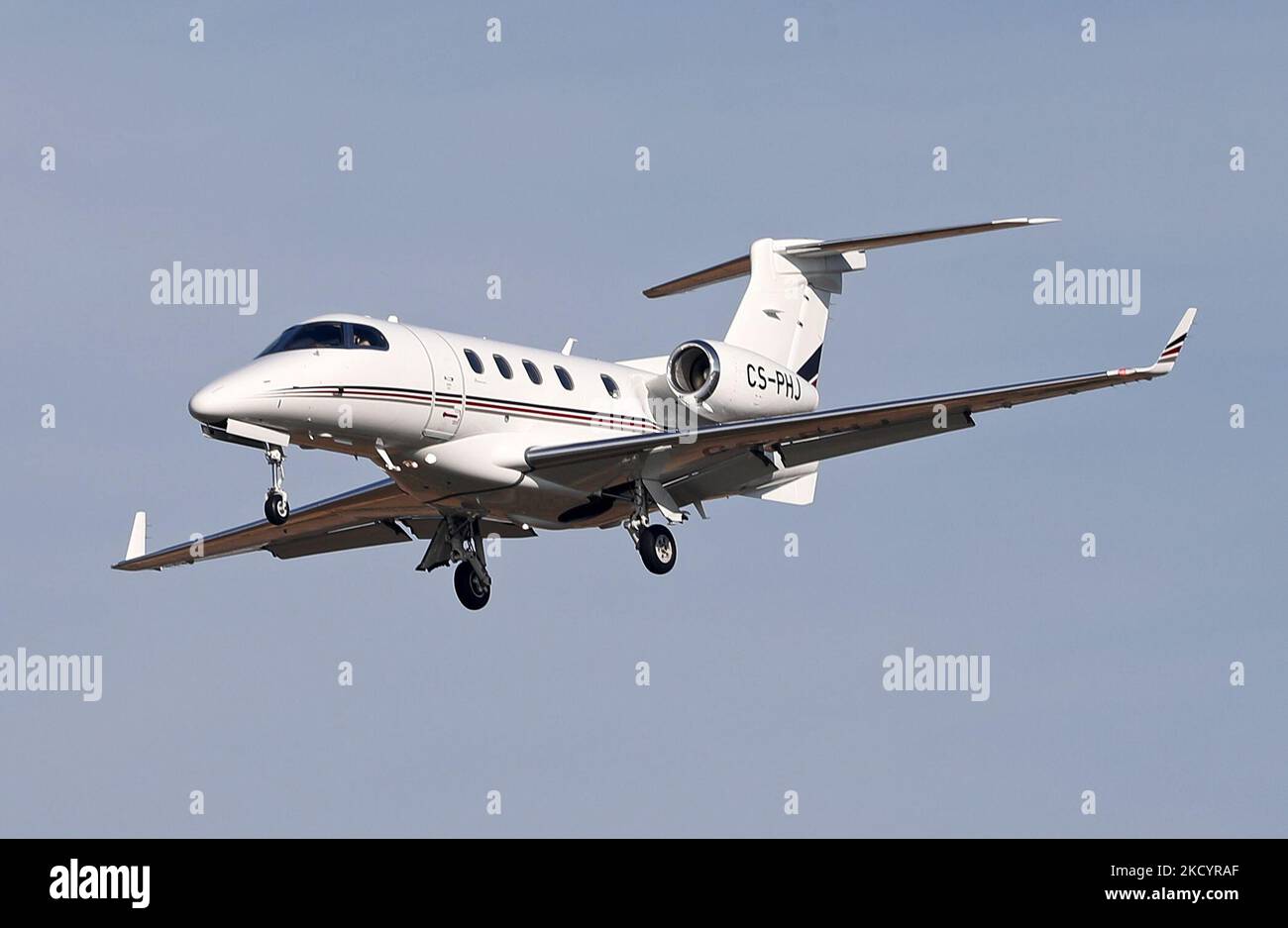 Embraer 505 Phenom 300 aircraft, of a NetJets Europe company, getting ...
