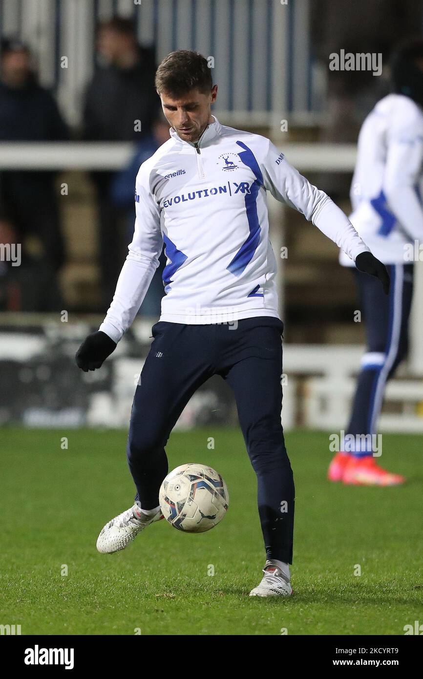 Gavan Holohan of Hartlepool United warms up during the EFL Trophy match ...
