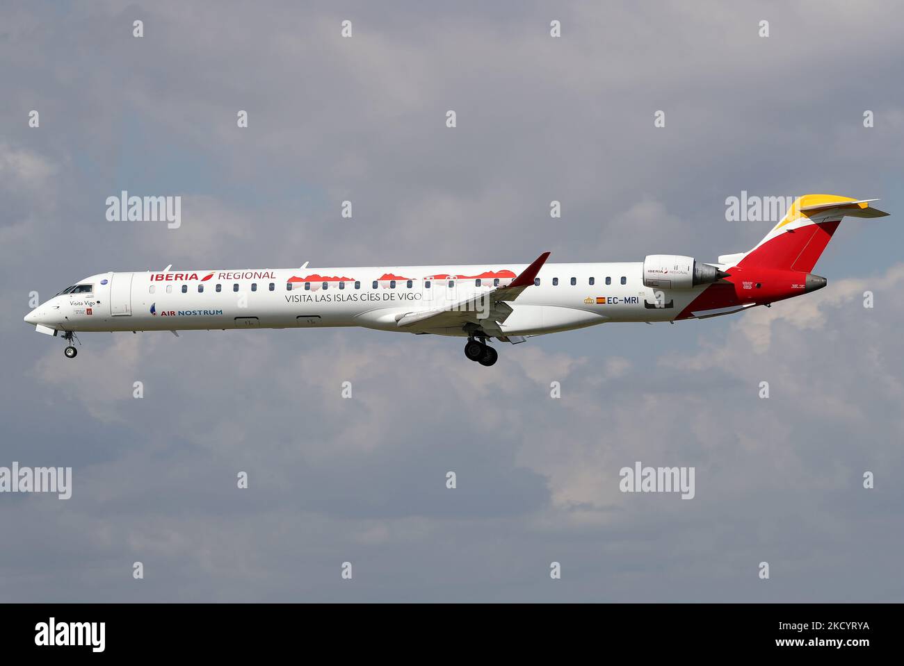 Bombardier CRJ-1000 plane, of the Iberia Regional company, getting ...