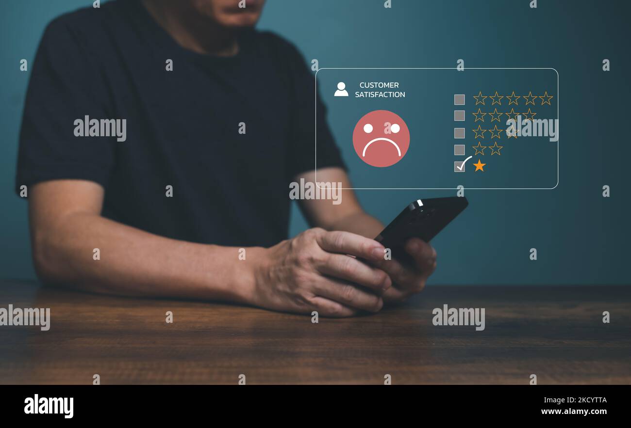 Customer Experience dissatisfied Concept, Client using Mobile Phone ...