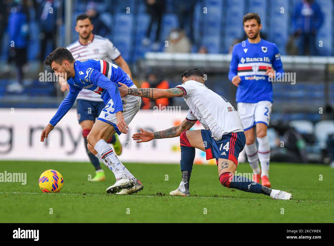 Alex Ferrari (Sampdoria) - Alessandro Deiola (Cagliari) during the ...