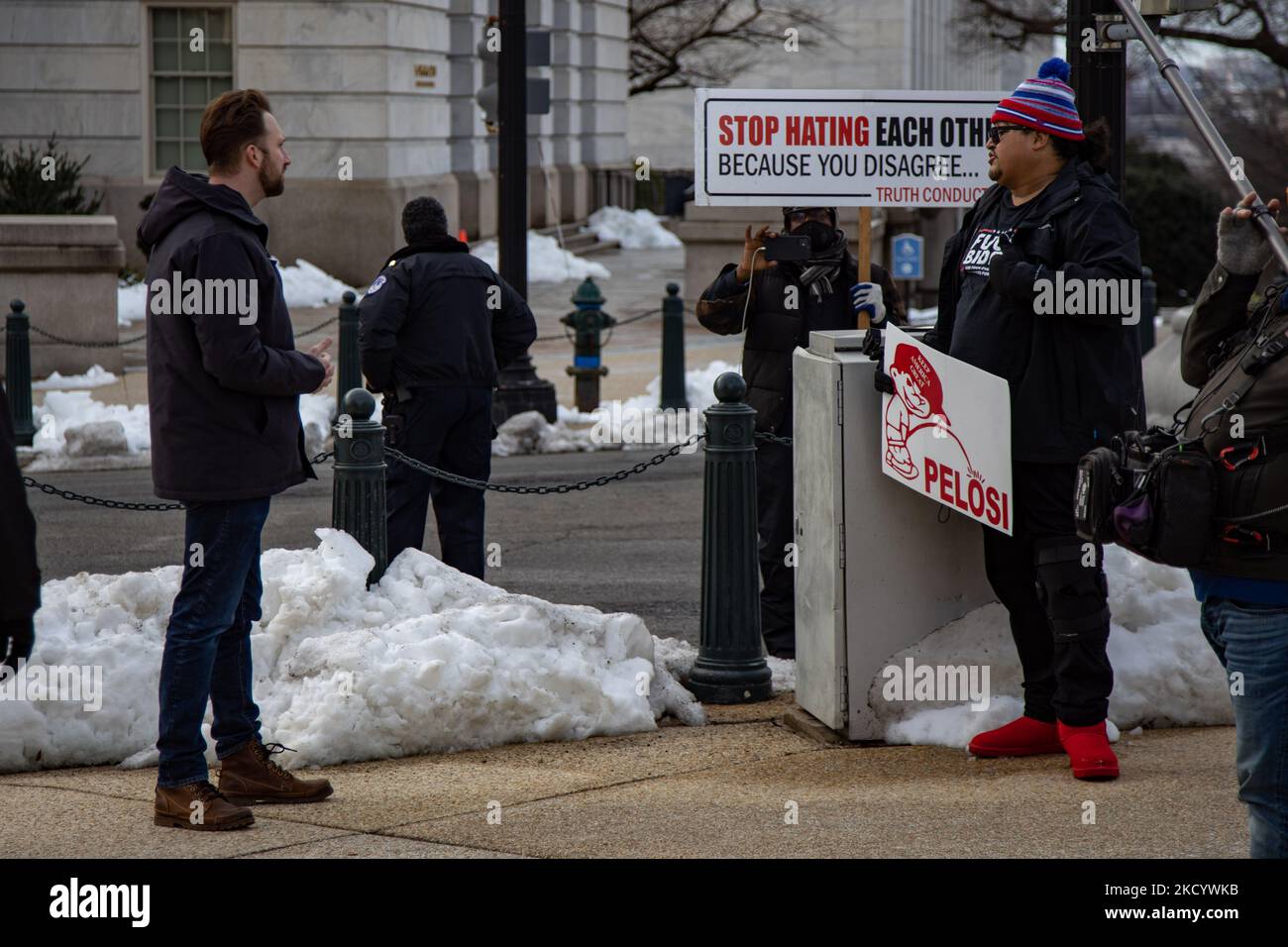 A man interviews a Trump supporter who was screaming at people on the ...