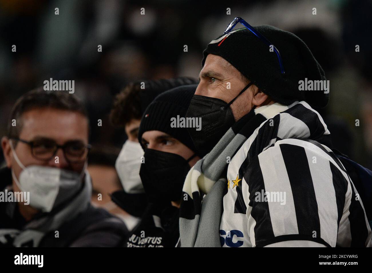 An Juventus supporters wears an Ffp2 mask during the Serie A Football ...