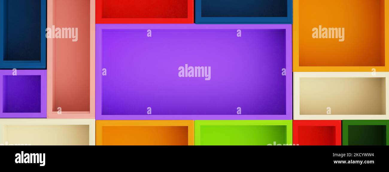 colorful lego background, 3d render, panoramic layout Stock Photo - Alamy