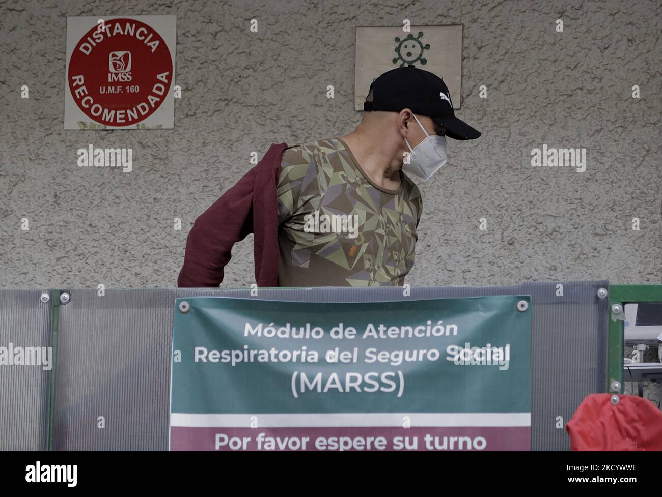 A person in the triage area inside clinic 160 of the Mexican Social ...
