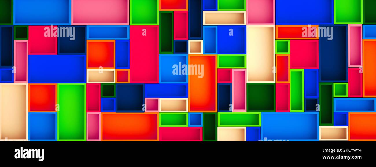 colorful lego background, 3d render, panoramic image Stock Photo - Alamy