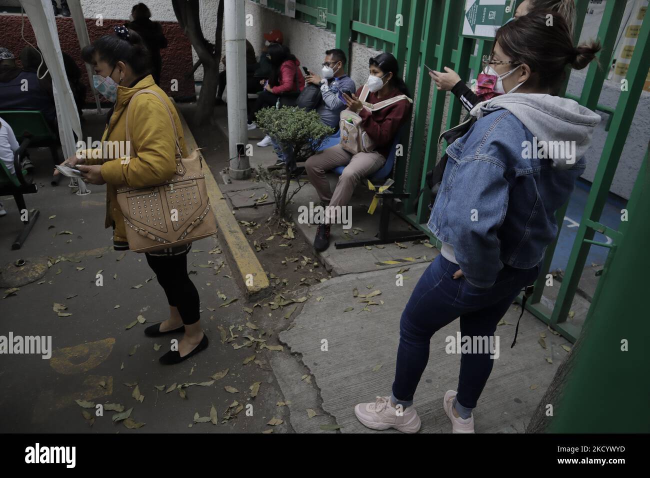 A group of people inside clinic 160 of the Mexican Social Security ...