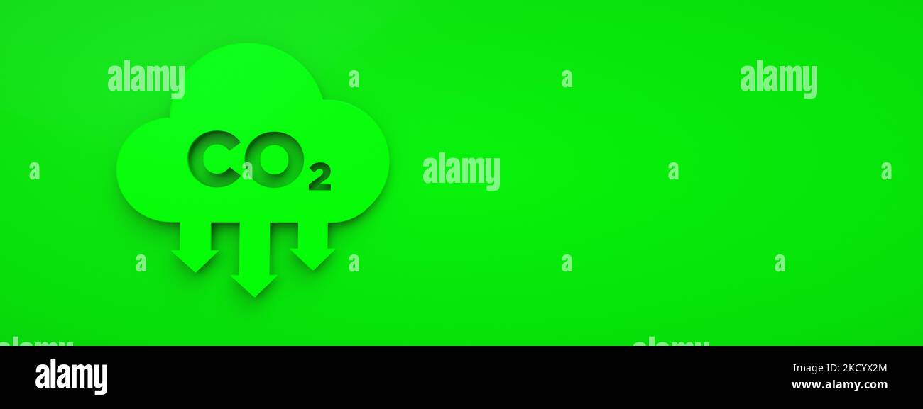 cloud of CO2 gas over green background, 3d render, reduce CO2 emissions ...