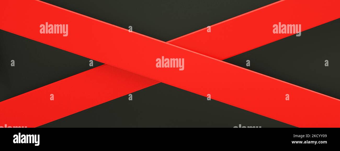 Realistic crossing warning danger tapes, 3d render, panoramic image ...