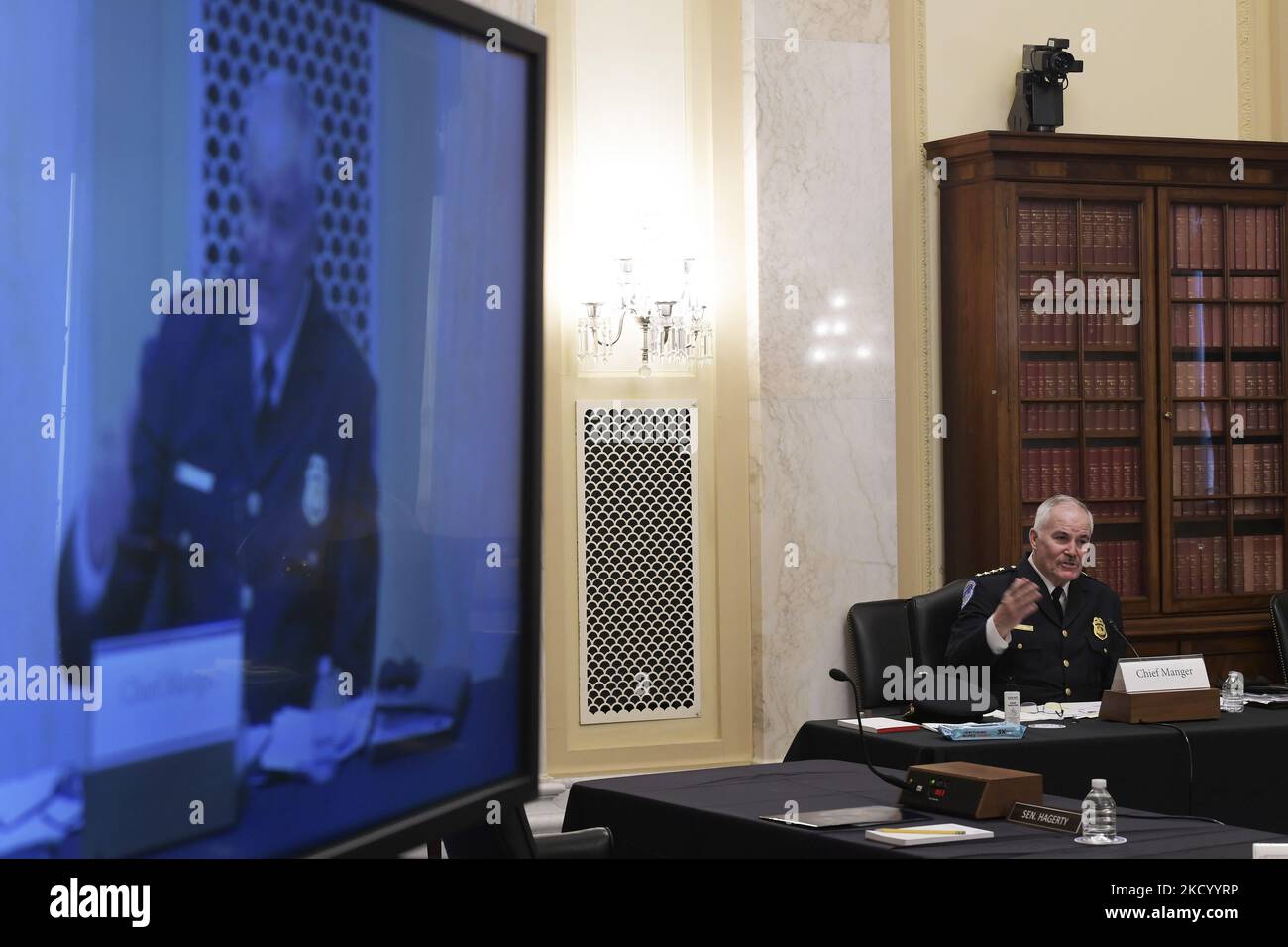 US Capitol Police Chief Thomas Manger testifies before a Senate Rules ...