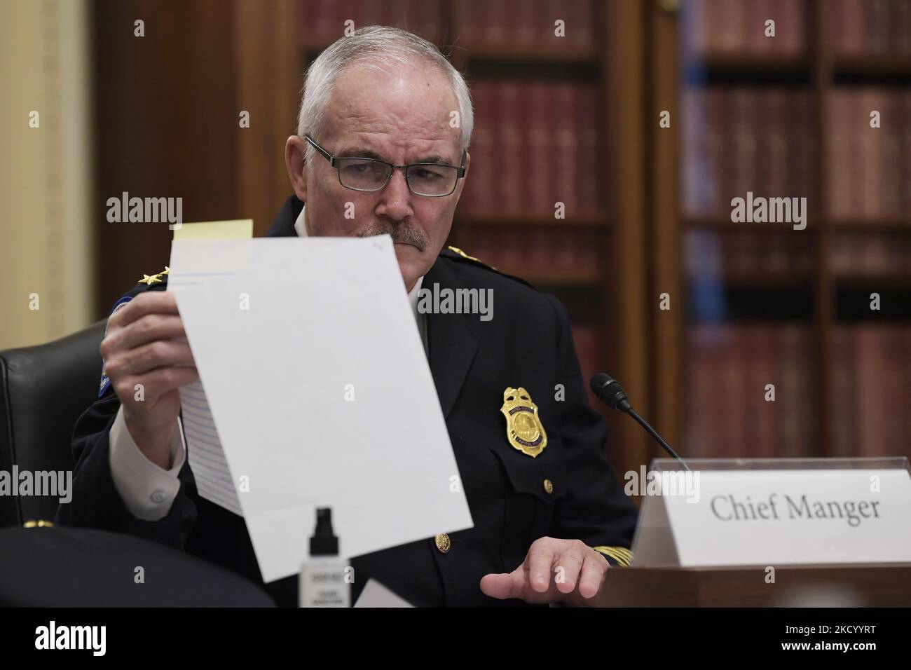 US Capitol Police Chief Thomas Manger testifies before a Senate Rules ...