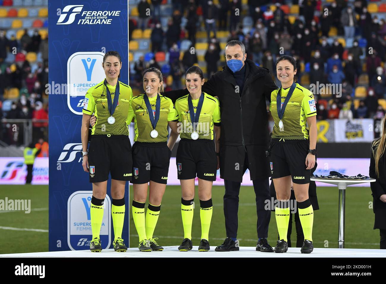 Referee Mariasole Ferrieri Caputi and assistant Francesca Di Monte ...