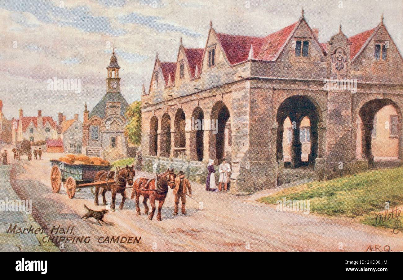 Market hall, Chipping Camden (Campden), England, UK, postcard circa ...
