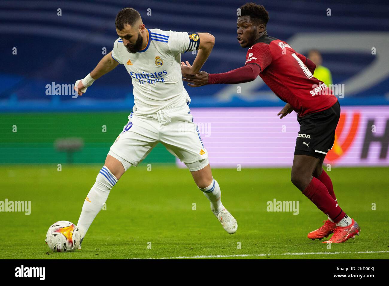 Karim Benzema of Real Madrid in action during the La Liga match between ...