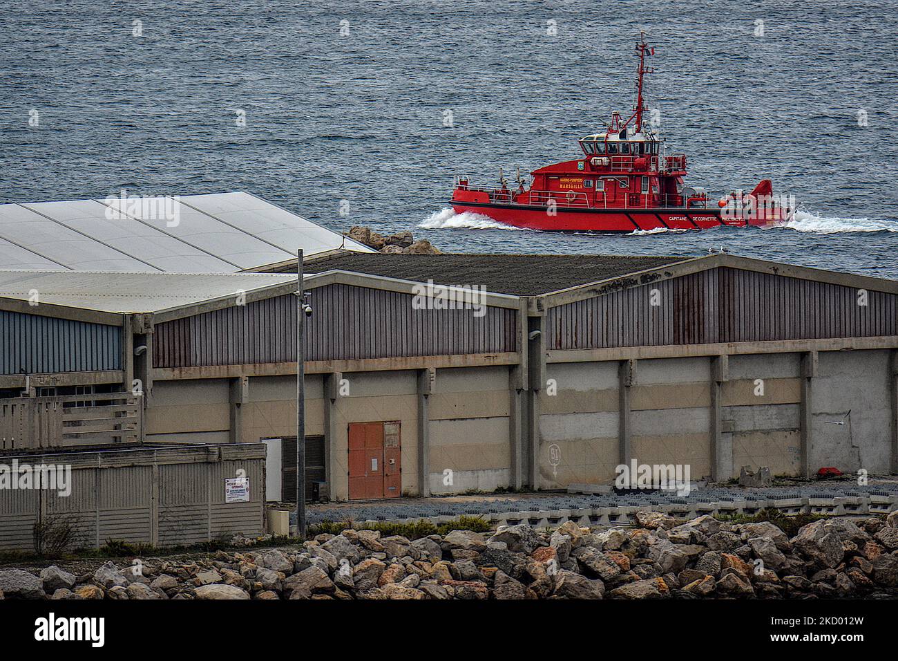 The fireboat Capitaine de Corvette Paul Brutus of the Battalion of ...