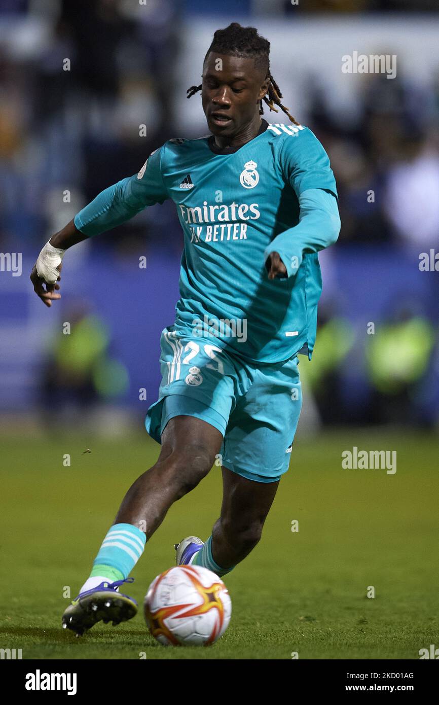 Eduardo Camavinga of Real Madrid runs with the ball during the round of ...