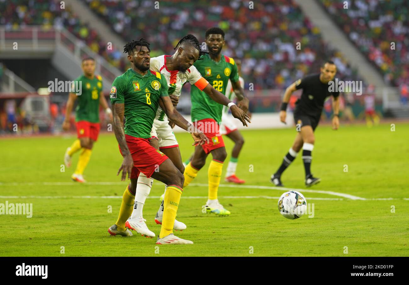 Bertrand Traoré of Burkina Faso commiting penalty on André-Frank Zambo ...