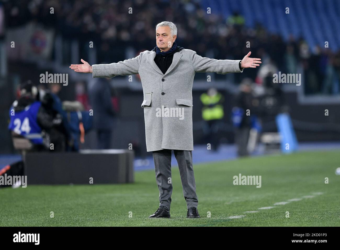 Jose’ Mourinho manager of AS Roma gestures during the Serie A match ...