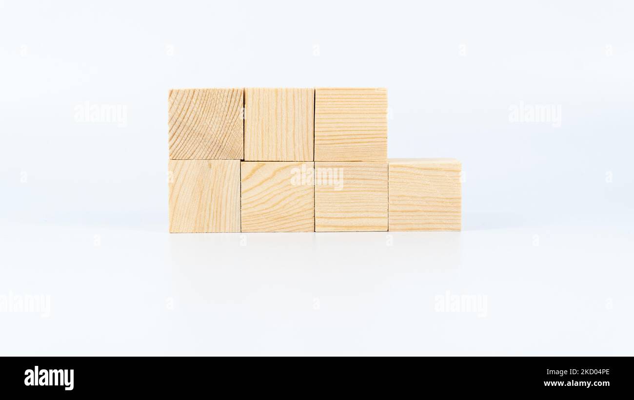 Wooden cubes for copy space for text isolated on white background ...