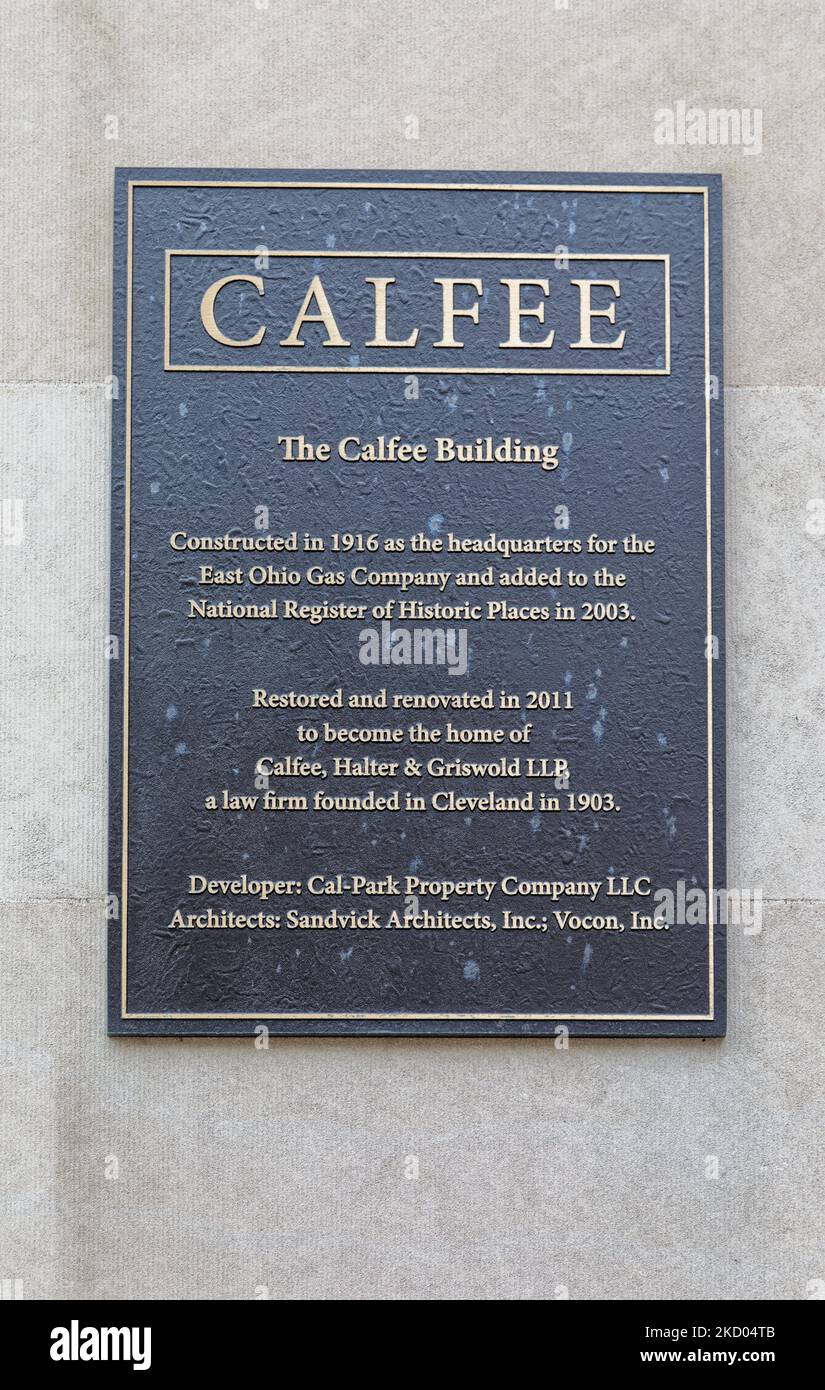 Plaque: Calfee Building, originally East Ohio Gas Company Building ...